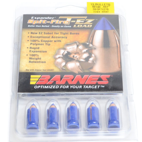 Barnes 50 Cal .451 Dia 250 Grain Muzzleloader Tipped-Ez Flat Base ...