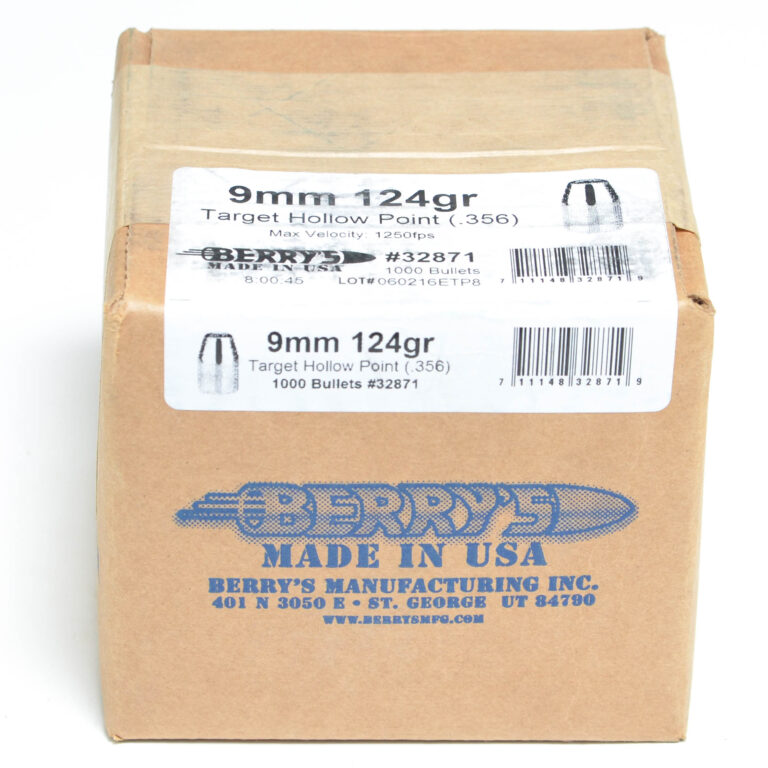 Berrys .356 / 9mm 124 Grain Hollow Point (1000 Bullets) | Powder Valley