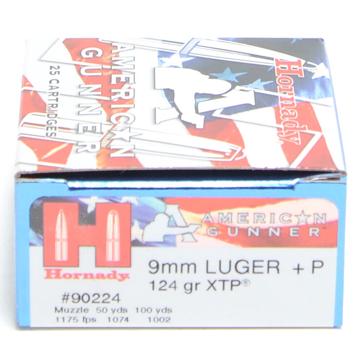 Hornady 9mm + P Luger Grain XTP American Gunner Ammunition (25 Rounds ...