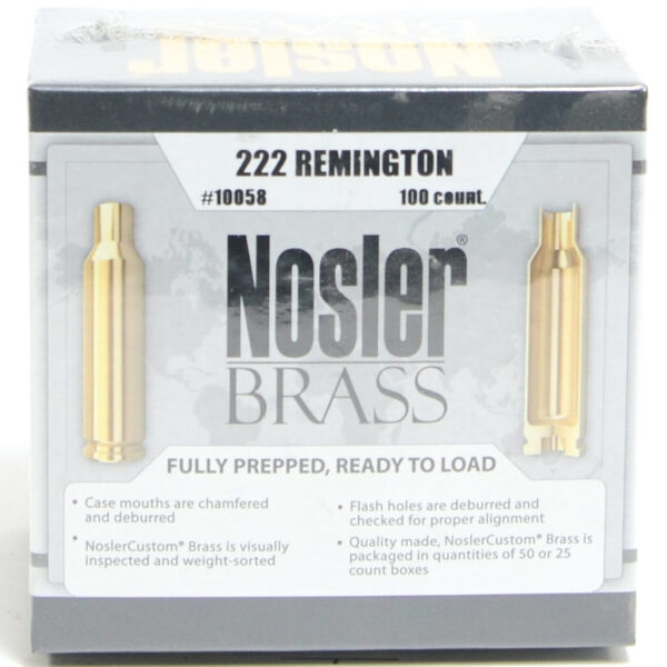 Nosler Unprimed Brass 222 Rem (100) | Powder Valley
