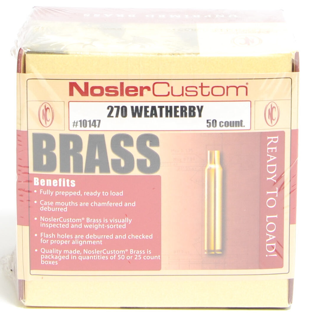Nosler Unprimed Brass 270 Weatherby Magnum (50) | Powder Valley