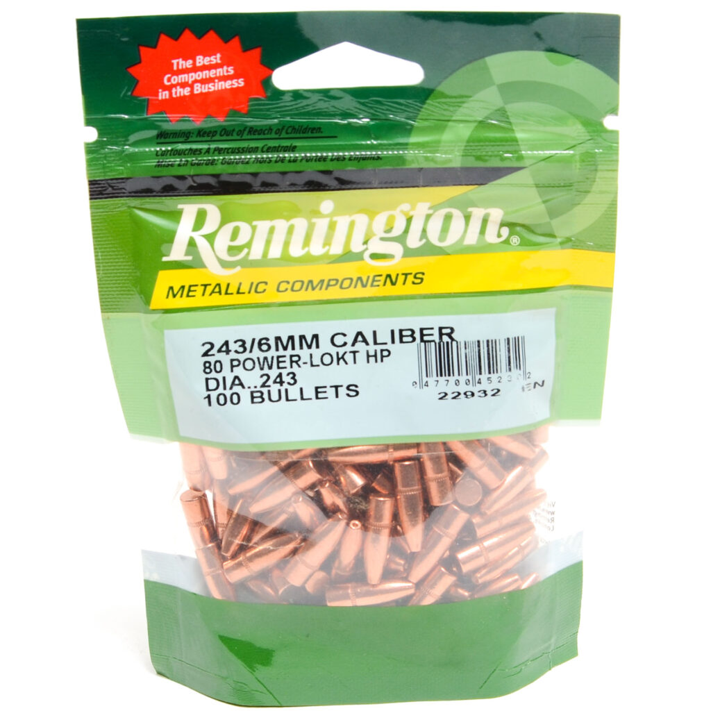 Remington .243 Diameter 80 Grain Hollow Point 100 Count Bullets ...