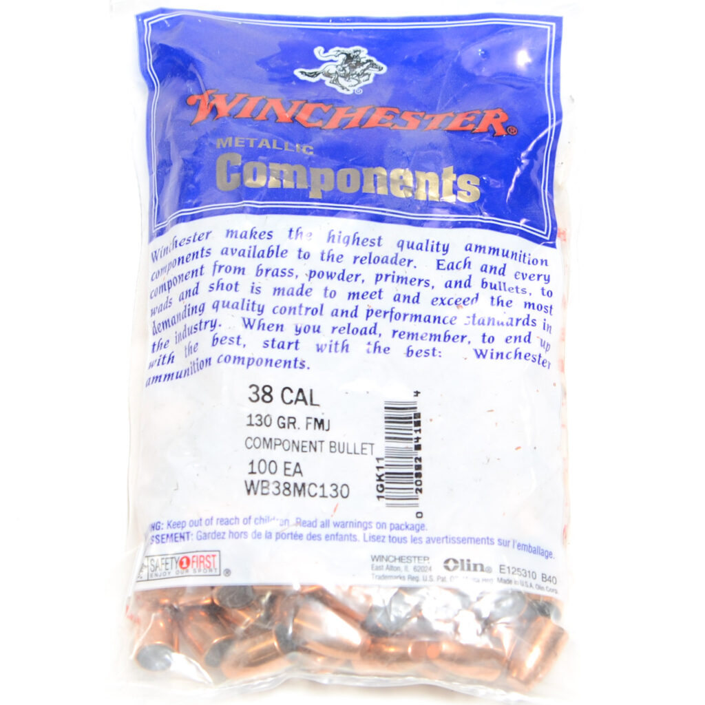 Winchester .356 Diameter 130 Grain Full Metal Jacket 100 Count Bullets ...