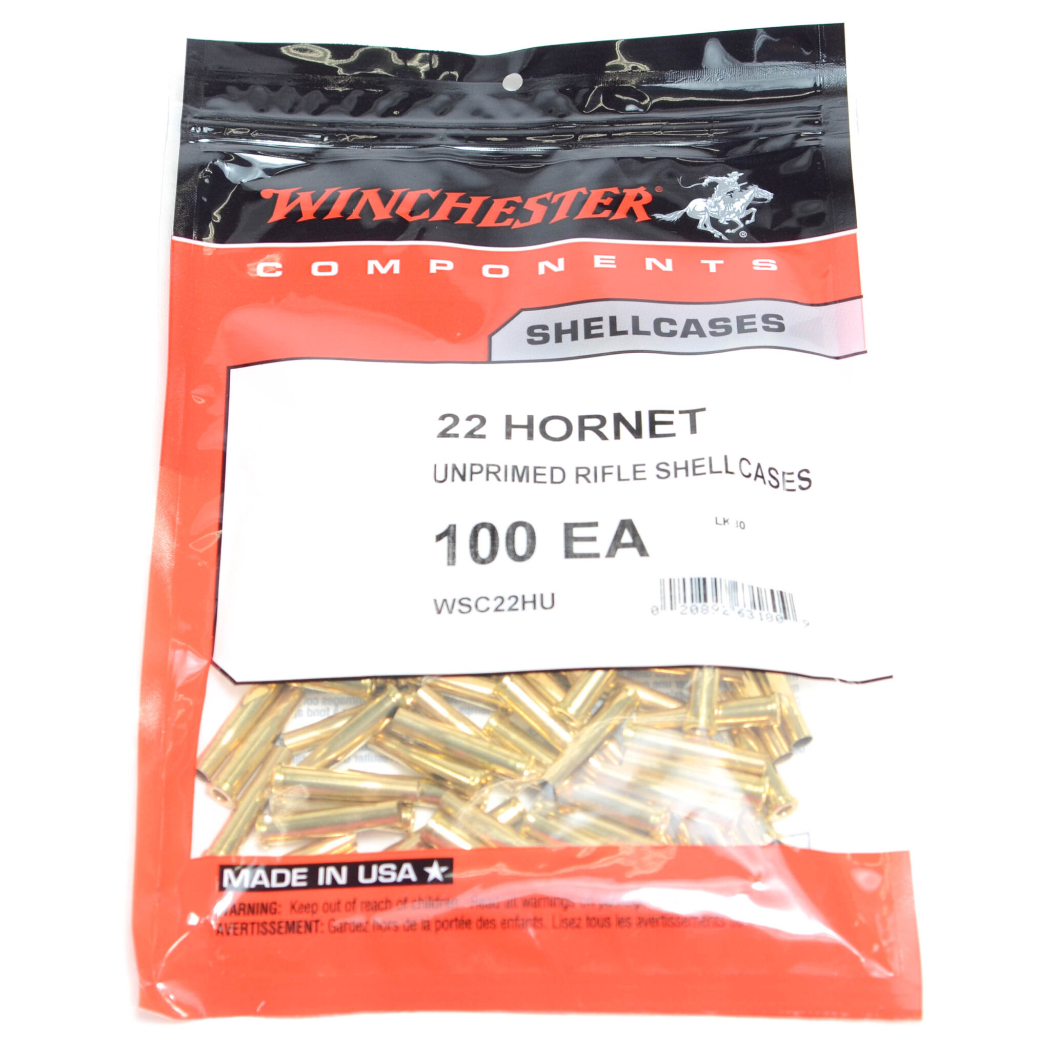 Winchester 22 Hornet Brass 100 Count | Powder Valley Outdoors