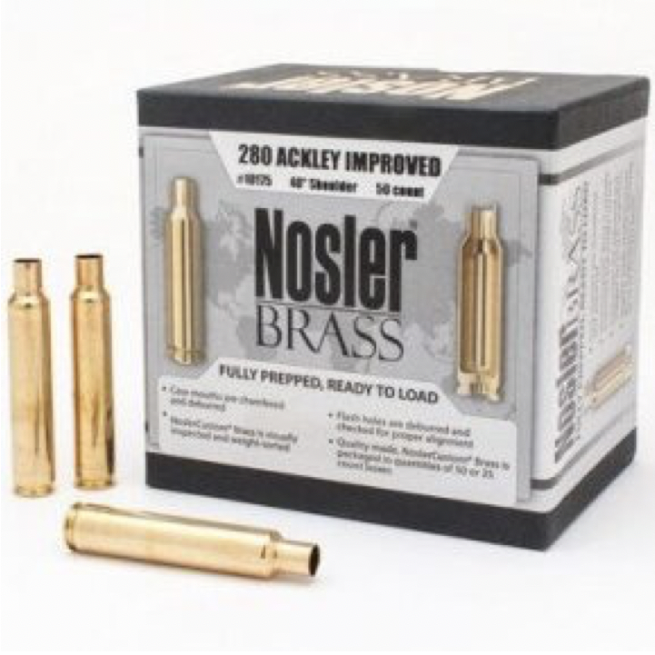 Nosler Unprimed Brass 280 Ackley Improved (50) | Powder Valley