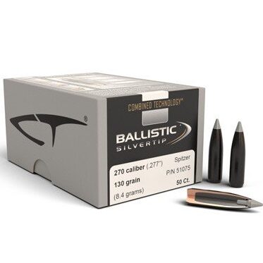 Nosler .277 / 6.8mm 130 Grain Spitzer Point Ballistic Silvertip ...