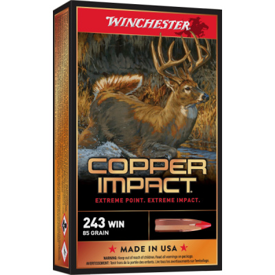 Winchester Copper Impact Ammunition 243 Winchester 85 Grain Copper ...