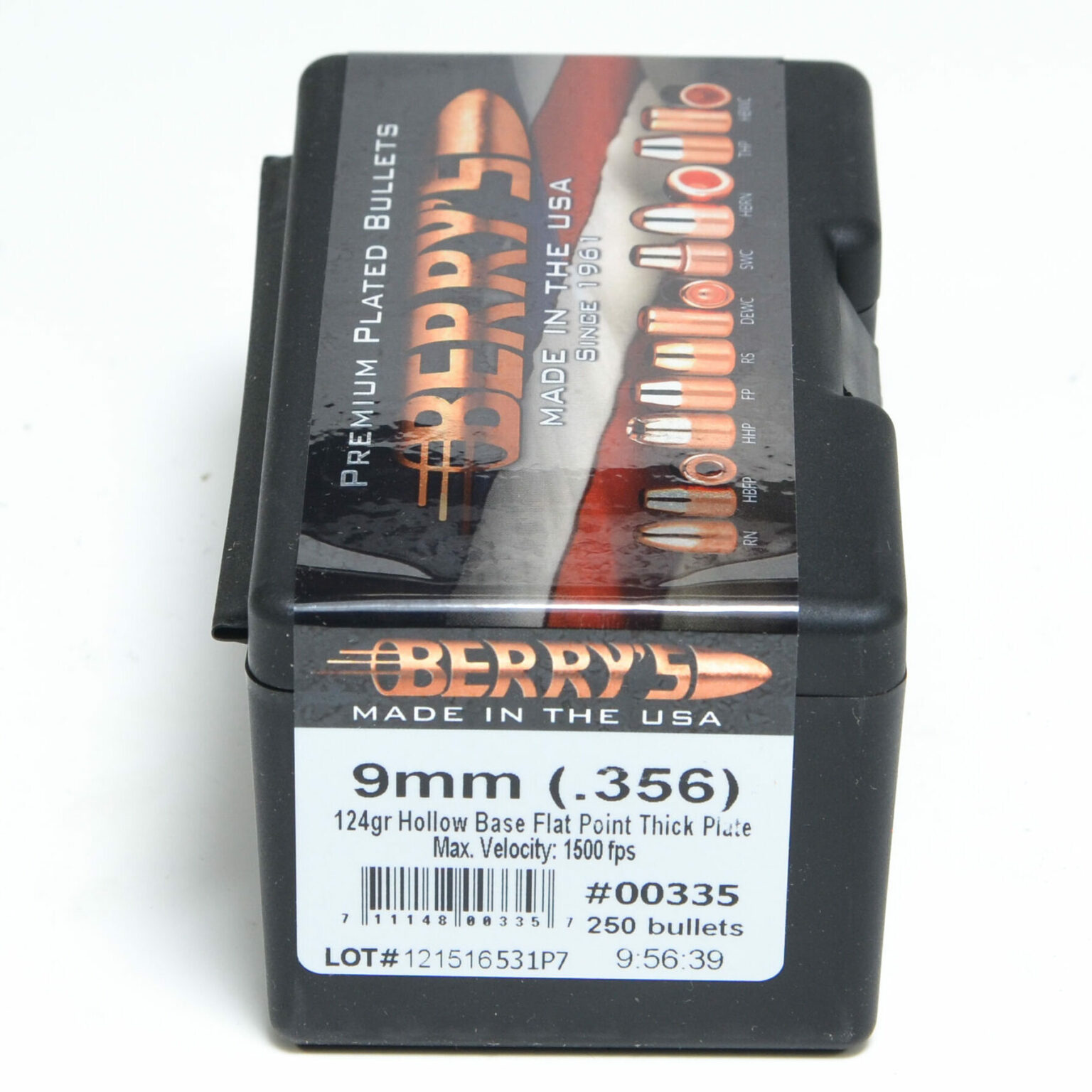 Berry's .356 Diameter 124 Grain Hollow Base Flat Point 250 Count ...