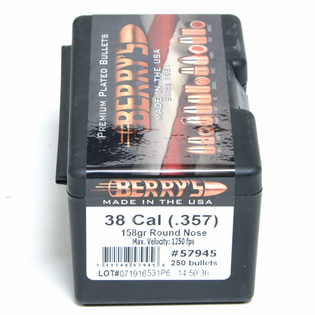 Berry's .357 Diameter 158 Grain Round Nose Bullets (38 Special, 357 ...