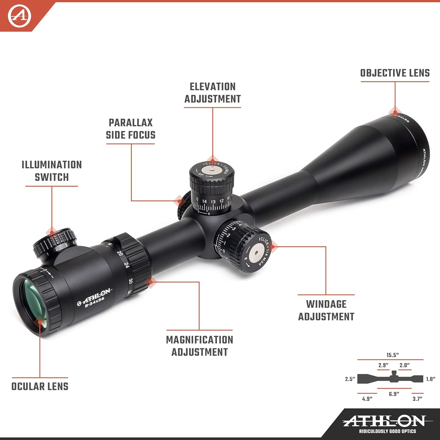 Athlon Optics Argos BTR Gen 2 Rifle Scope First Focal Plane 8-34x56mm ...