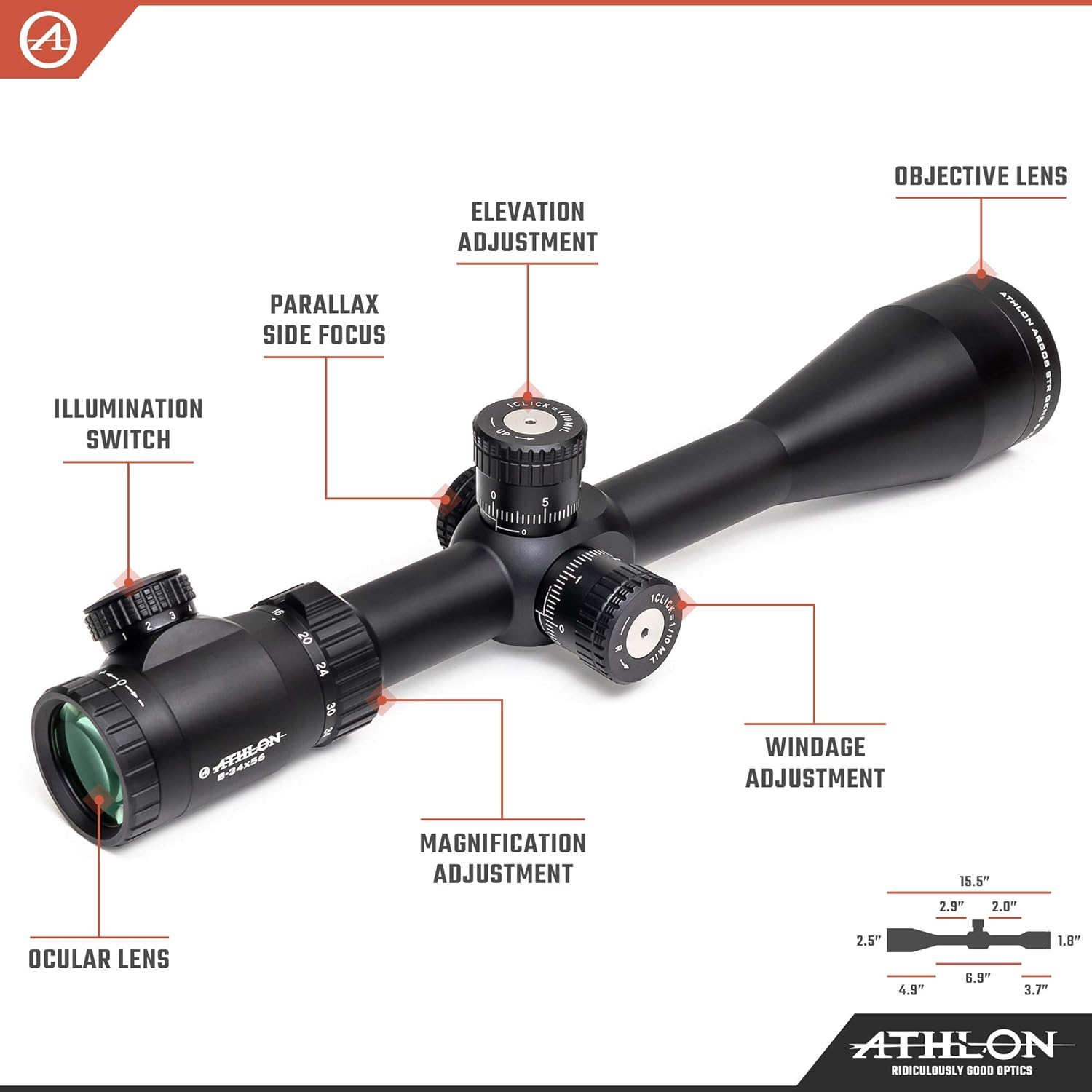 Athlon Optics Argos BTR Gen 2 Rifle Scope First Focal Plane 8-34x56mm ...