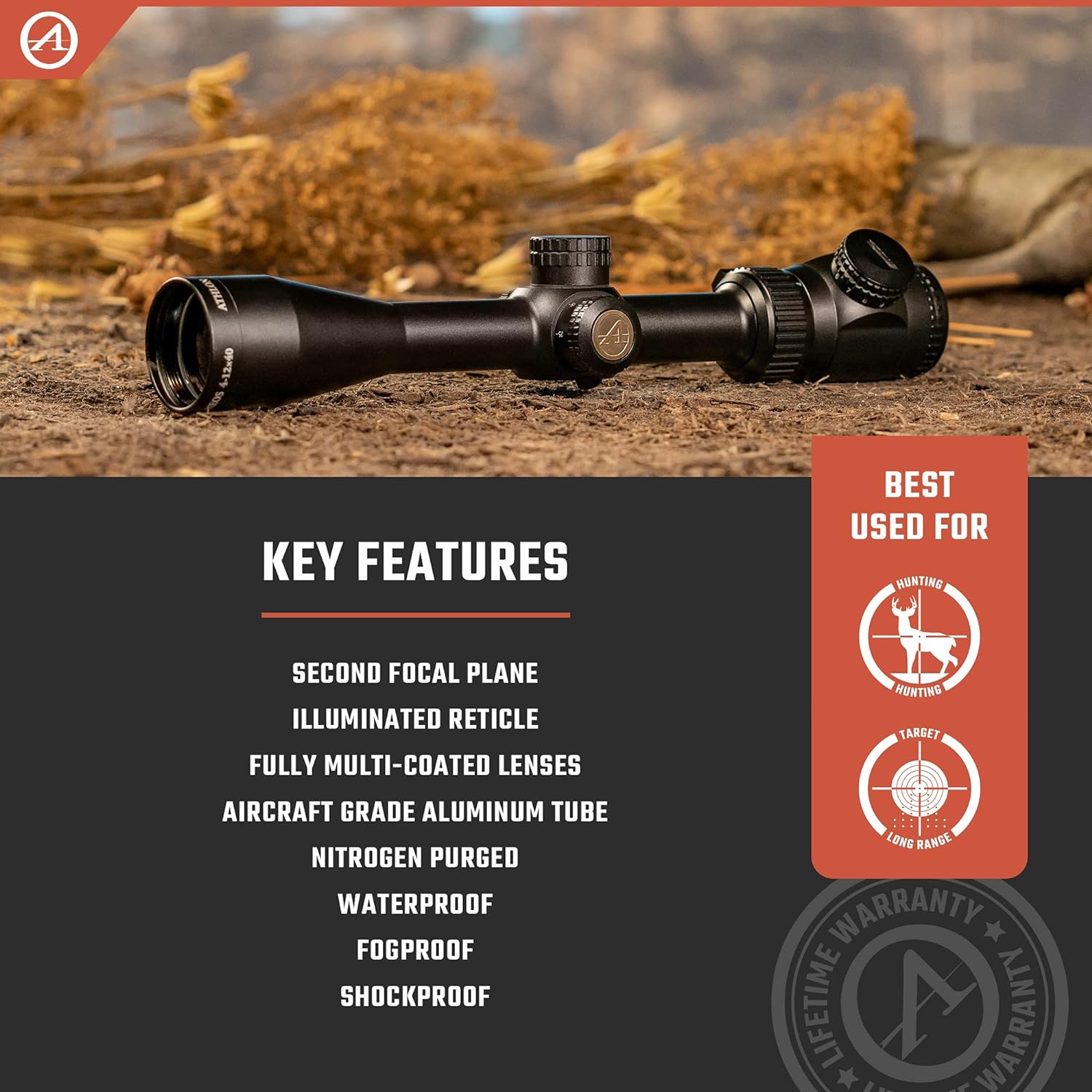 Athlon Optics Neos Rifle Scope 4-12x40mm Illuminated BDC 500 Reticle ...