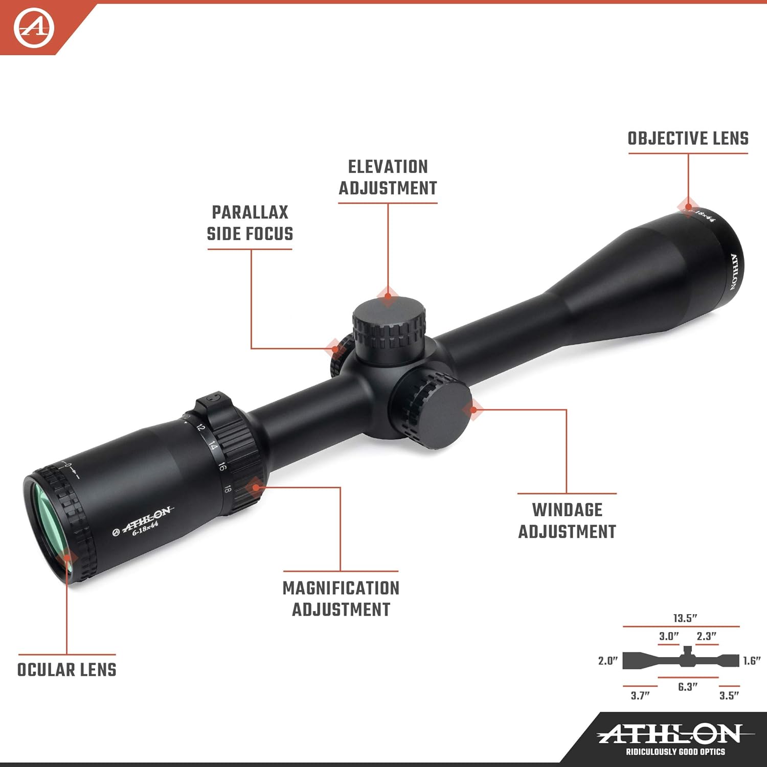 Athlon Optics Neos Rifle Scope 6-18x44mm Centre X Reticle Black ...