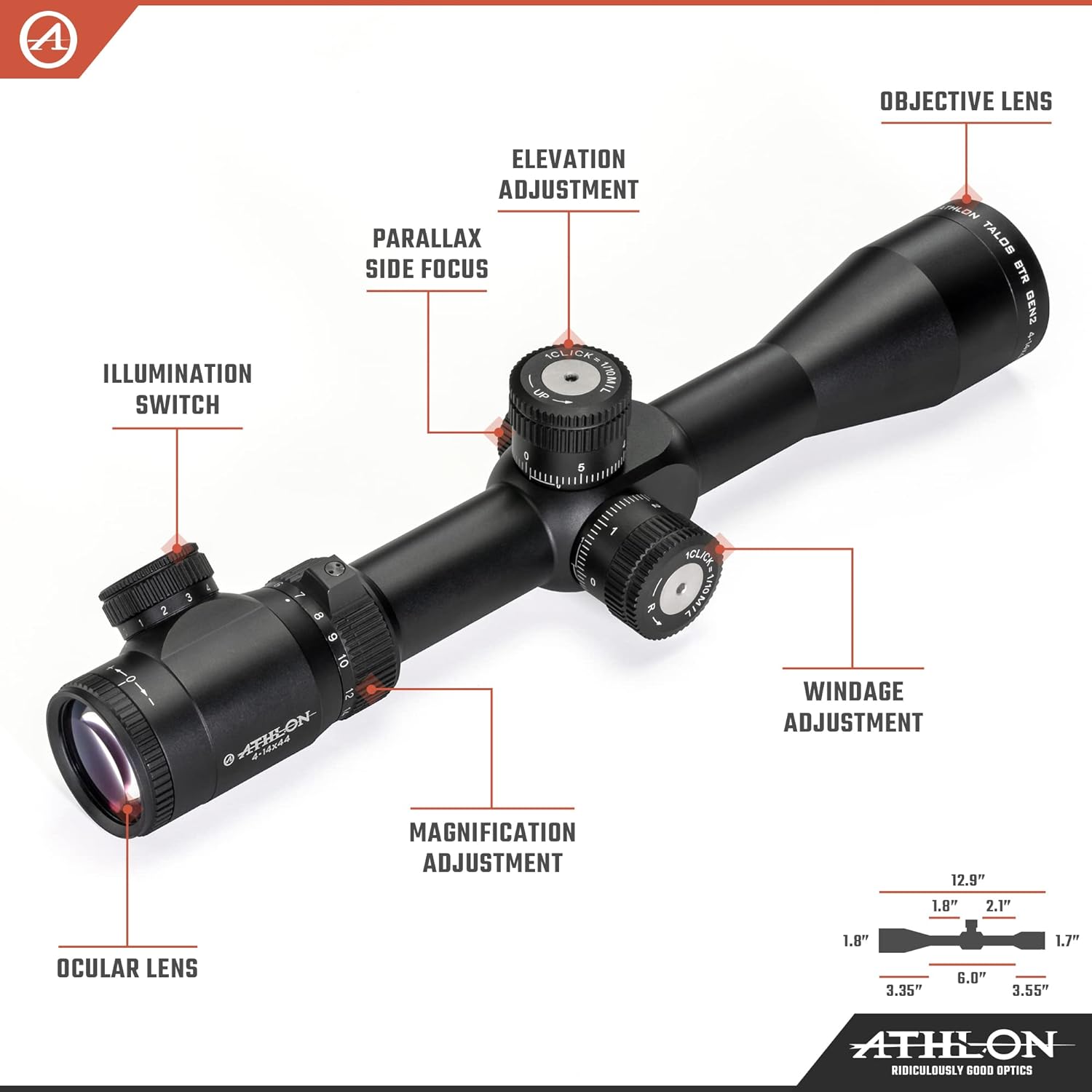 Athlon Optics Talos Gen 2 Rifle Scope First Focal Plane 4-14x44mm ...