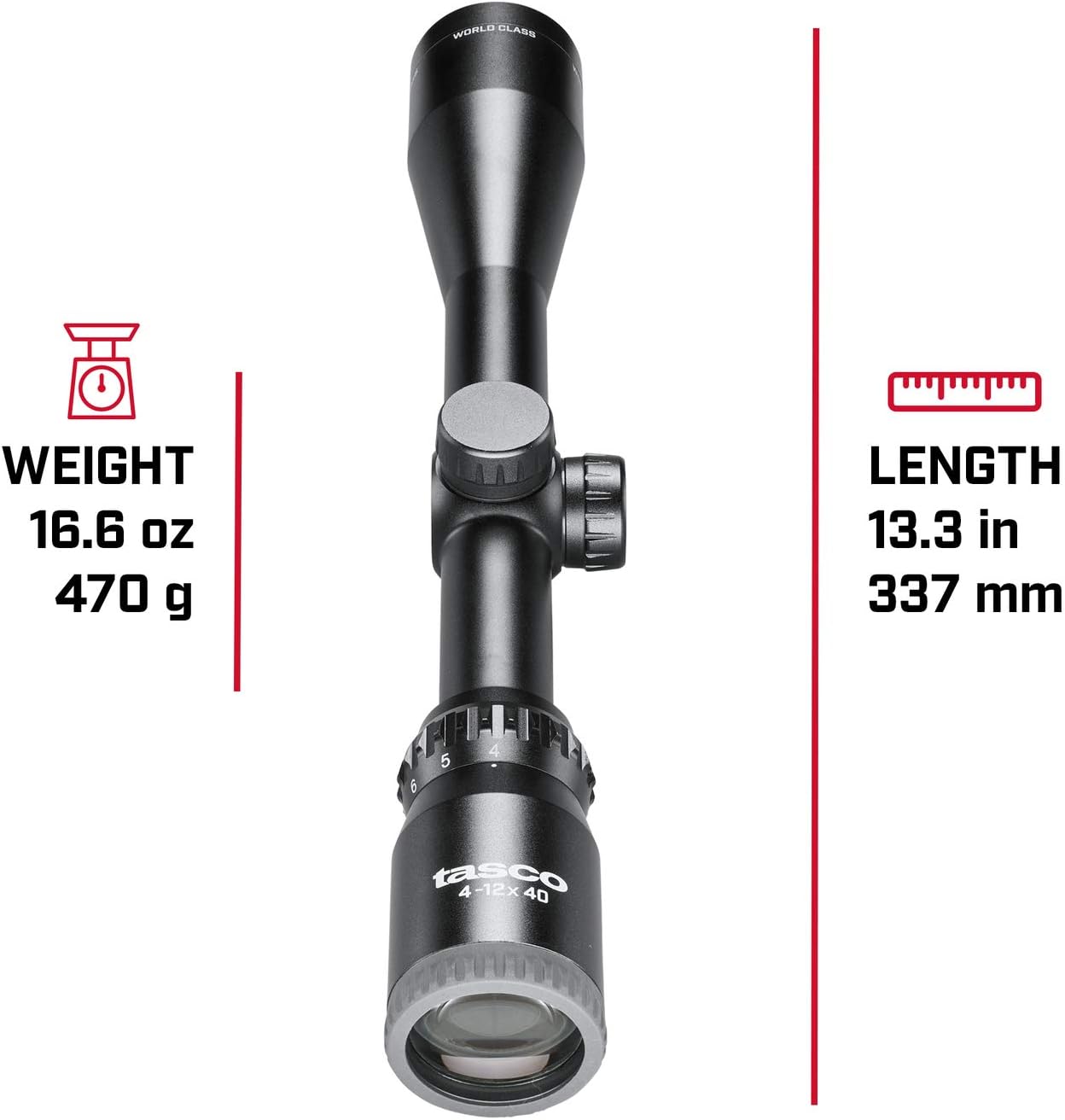 Tasco World Class Rifle Scope 4-12x40mm 30/30 Reticle Black | Powder ...