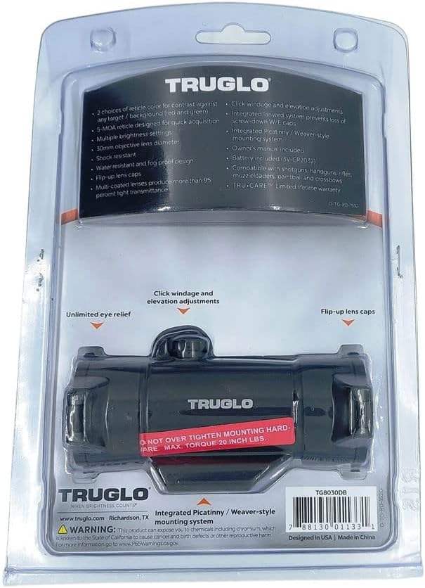 TRUGLO ‎TG8030DB Red Dot Sight 1x30mm 5 MOA Dot Reticle | Powder Valley ...