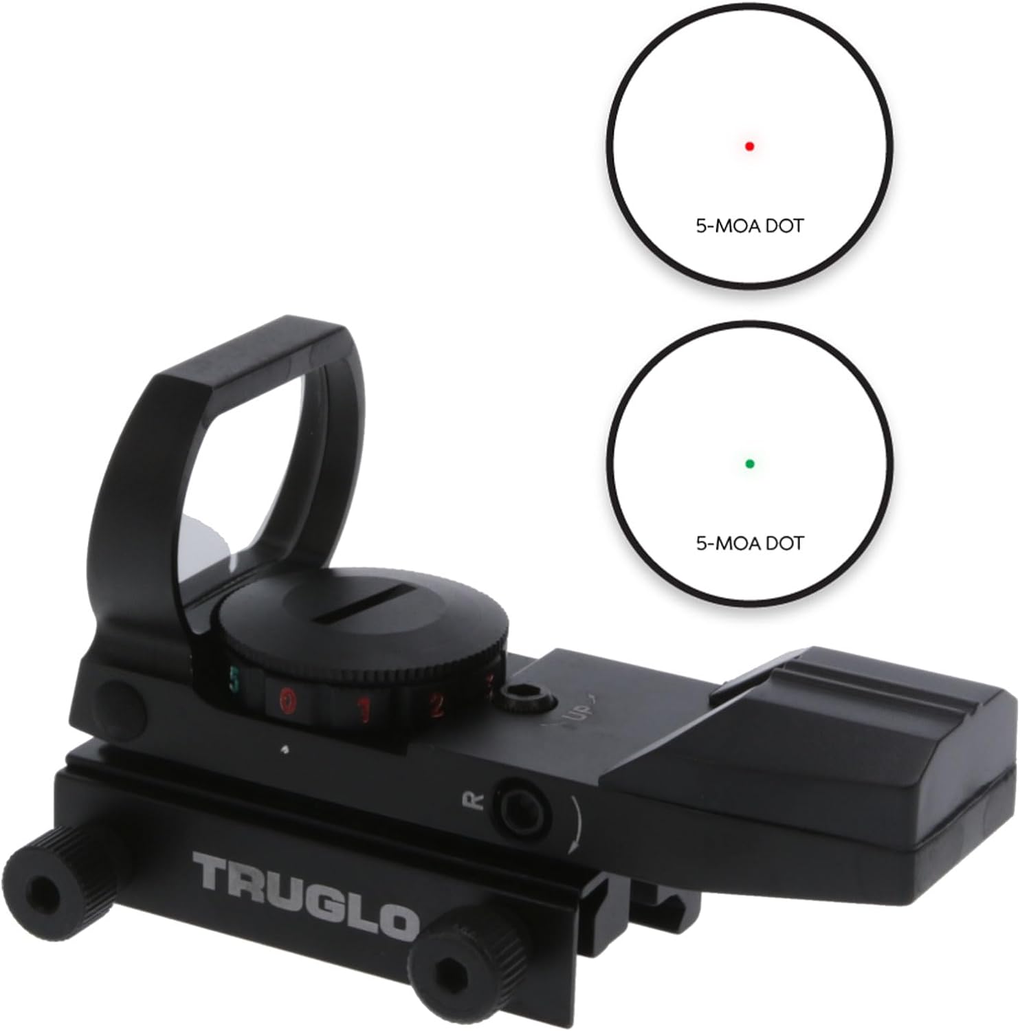 TRUGLO Dual Color Open Reflex Sight 1x 5 MOA Dot Reticle | Powder ...