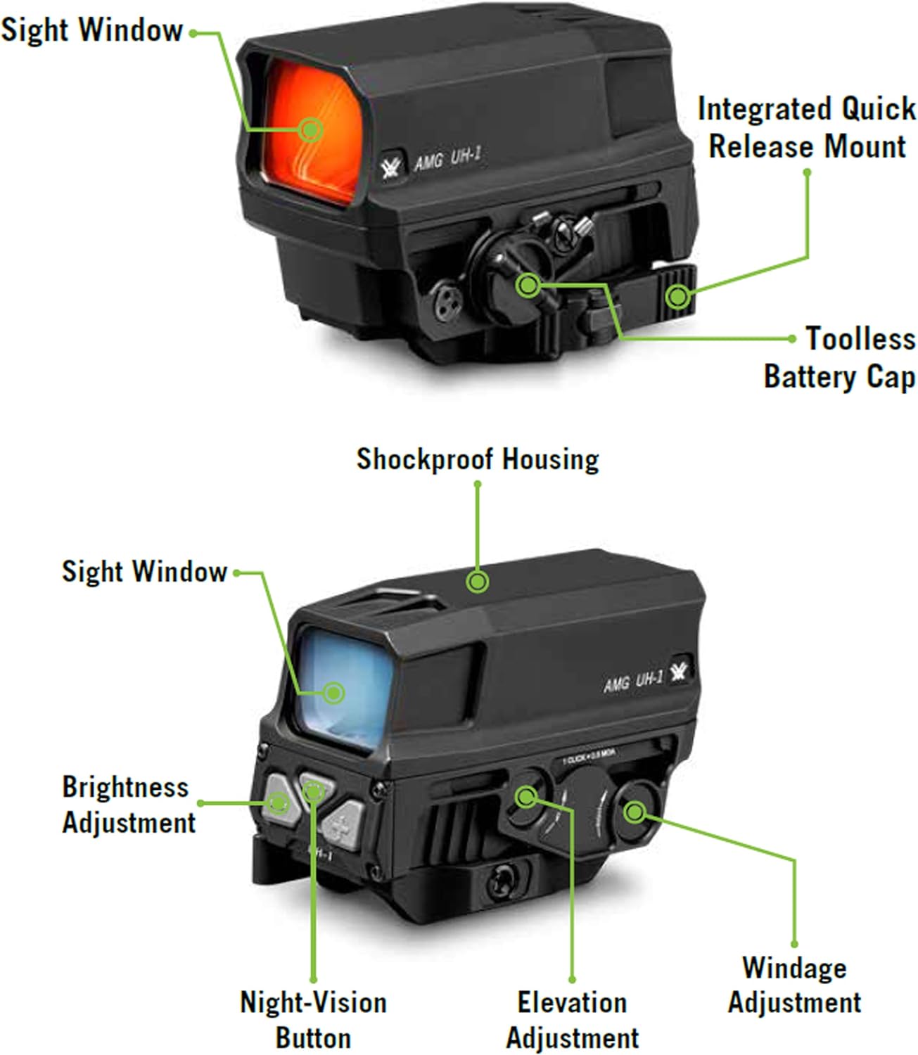 Vortex Optics Razor AMG UH-1 Gen II Holographic Sight 1x 1 MOA Dot Reticle | Powder Valley Outdoors