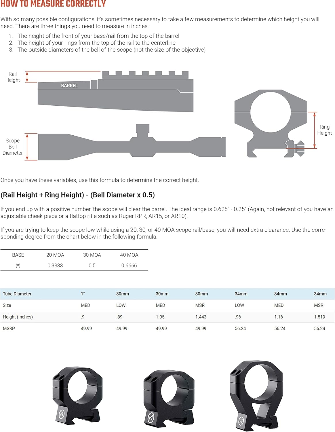 Athlon Optics Armor Picatinny Scope Rings Black 34mm Low | Powder ...